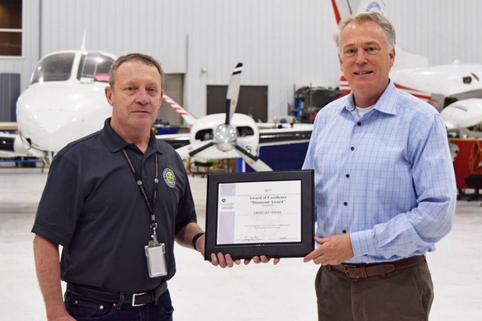 Fargo Jet Center Earns FAA Diamond Award of Excellence for Aircraft Maintenance Training - EAS ...
